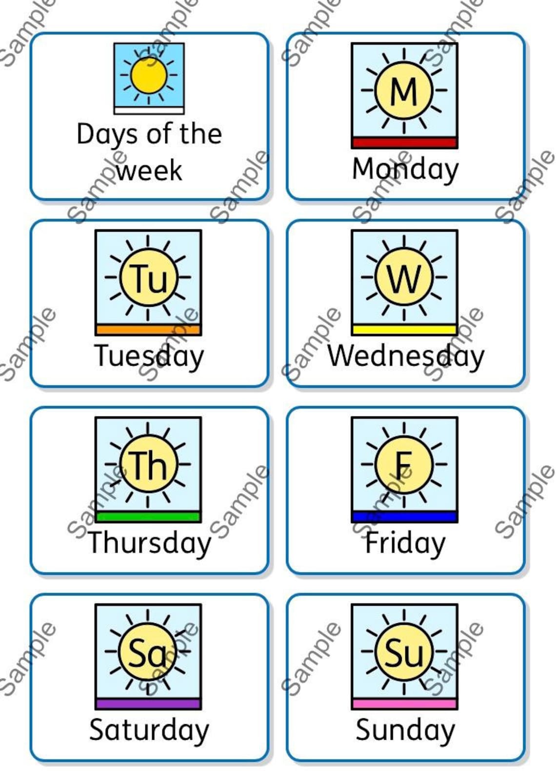 Days of the Week Visual Aid: Communication Support (digital Download ...