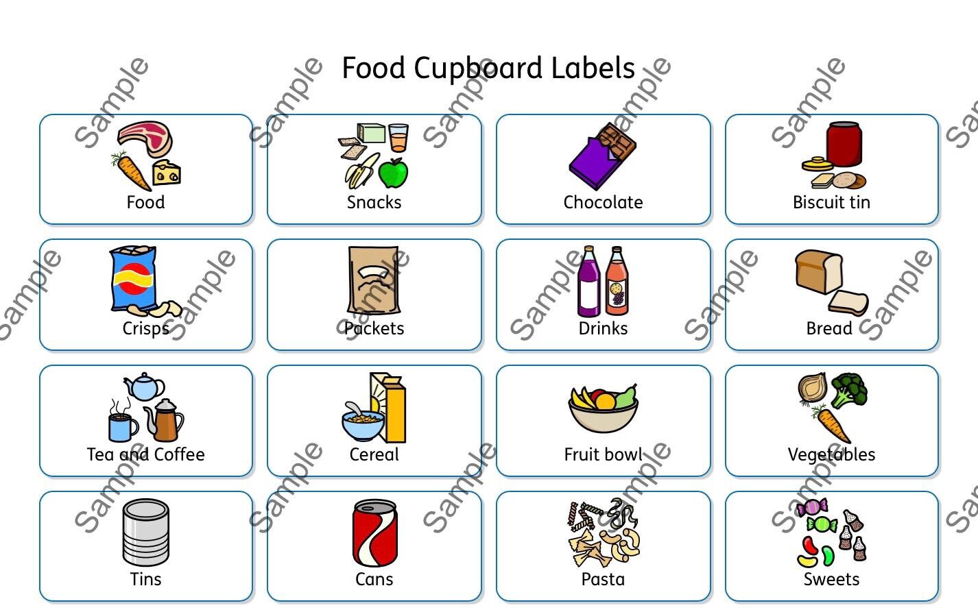 Food Cupboard Labels, Visual Communication Support, Visual Aid for SEND ...