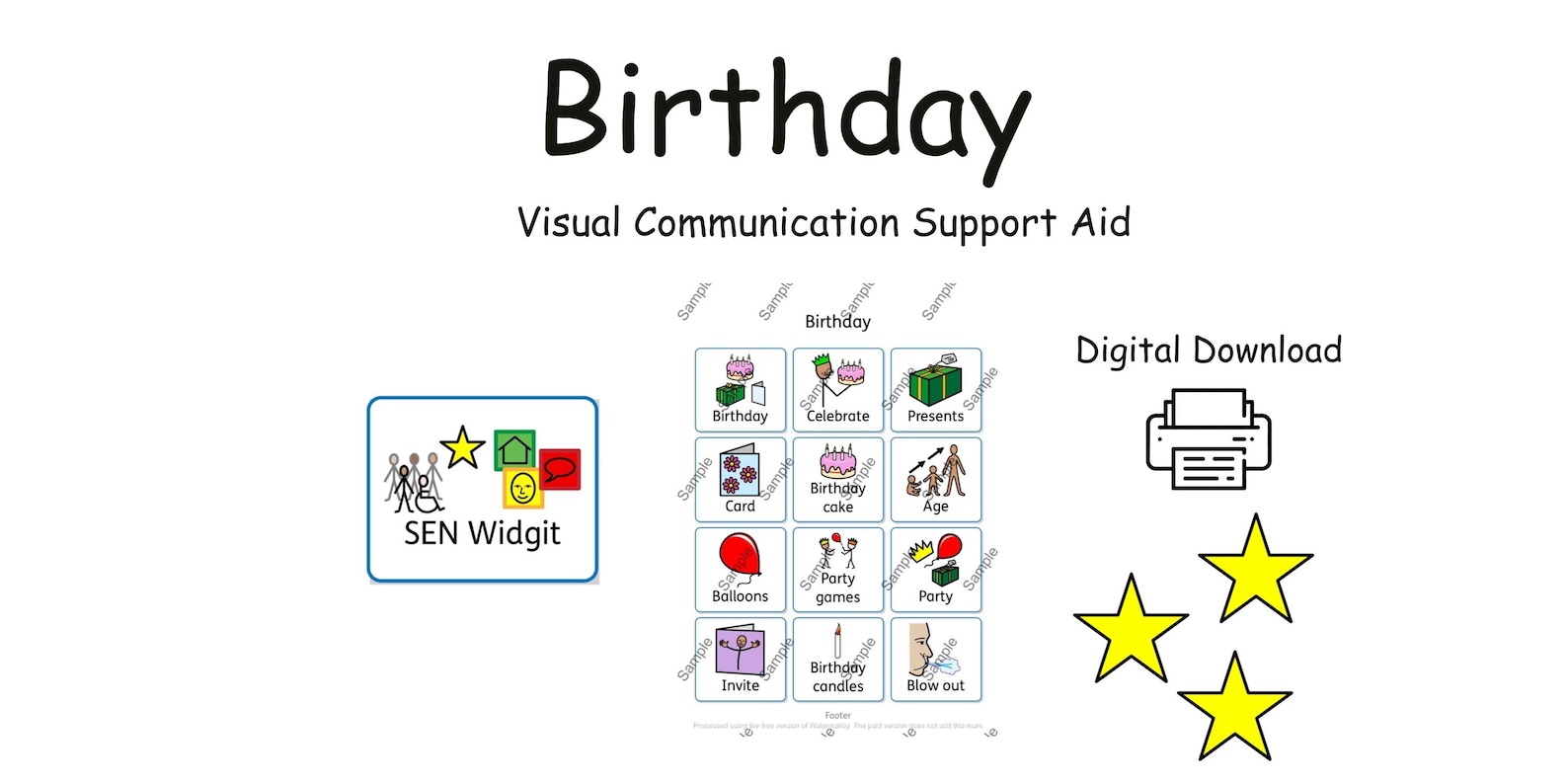 Birthday Visual Communication Aid: Symbols for SEND, Autism (digital ...