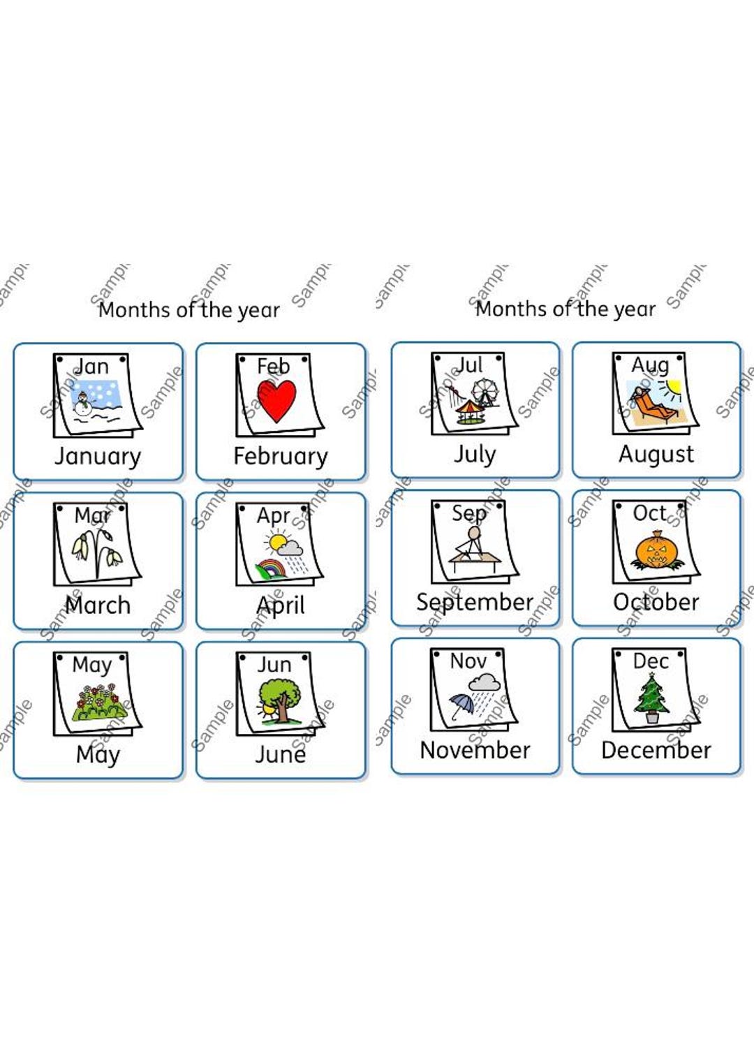 Months of the Year Visual Aid: Communication Support (digital Download ...