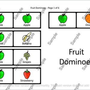 Fruit Dominoes Game, Visual Communication Support, Visual Aid for SEND ...