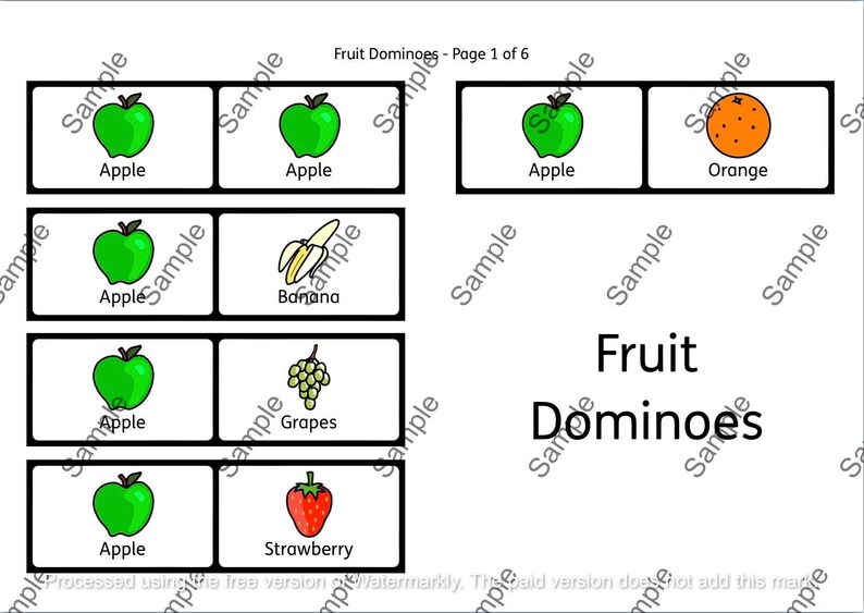 Fruit Dominoes Game, Visual Communication Support, Visual Aid for SEND ...