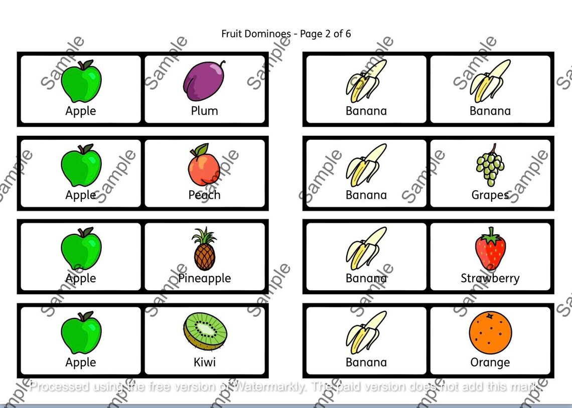 Fruit Dominoes Game, Visual Communication Support, Visual Aid for SEND ...