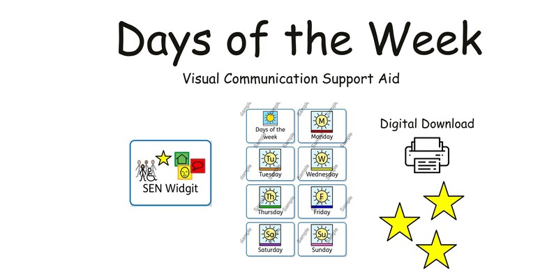 Days of the Week Visual Aid: Communication Support (digital Download ...