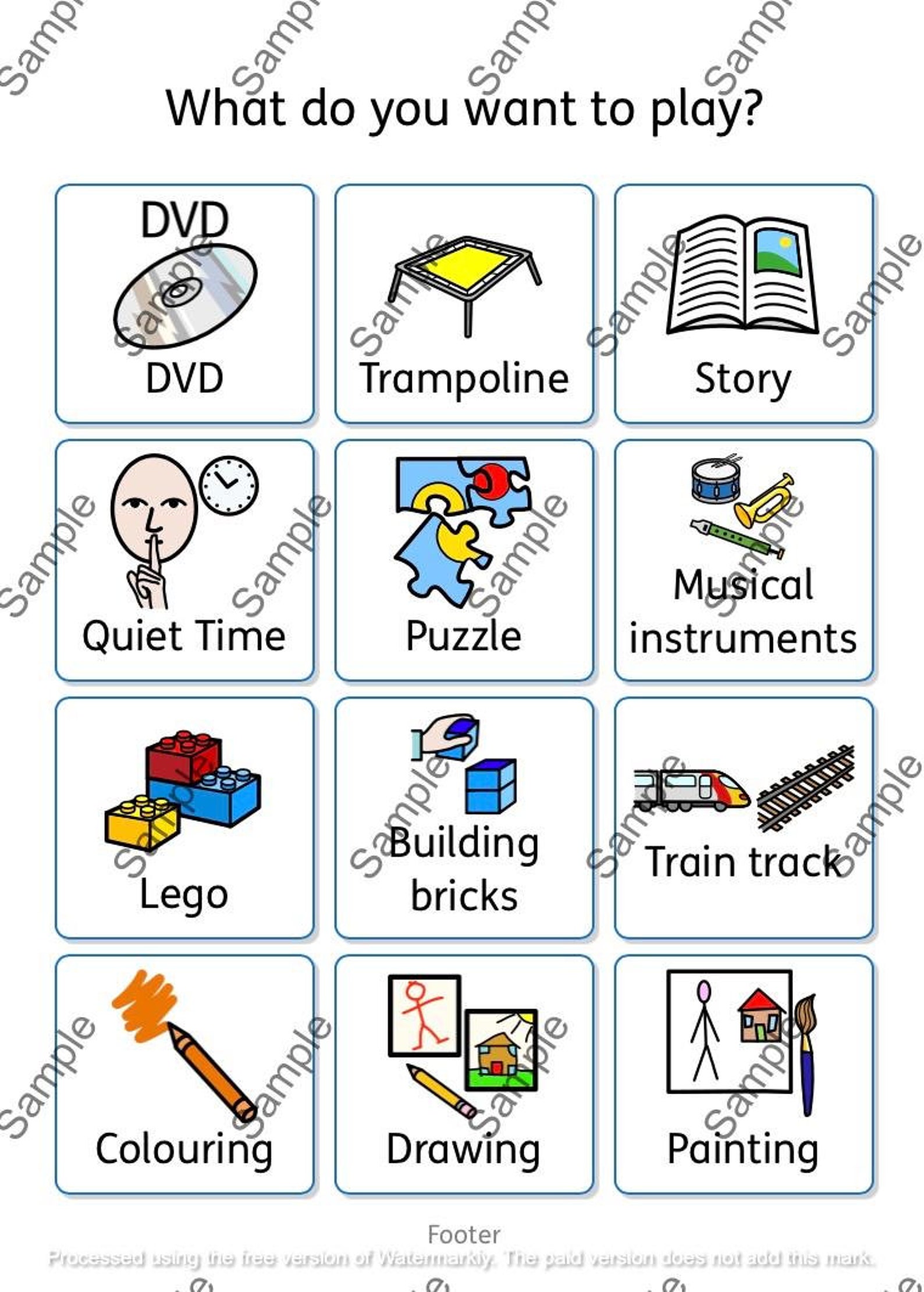 Visual Communication Cards: Play Symbols for Autism, ADHD (digital ...