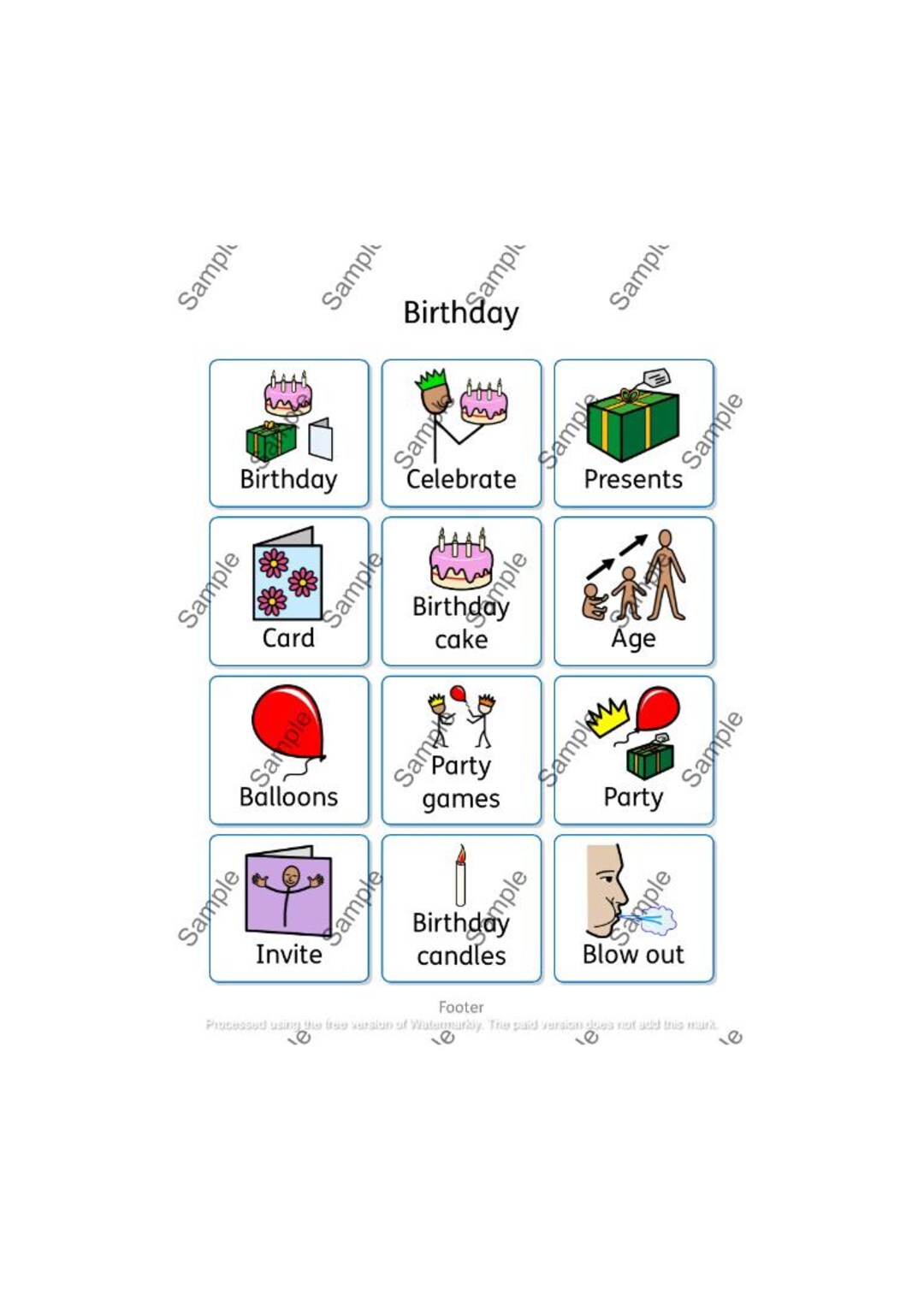 Birthday Visual Communication Aid: Symbols for SEND, Autism (digital ...