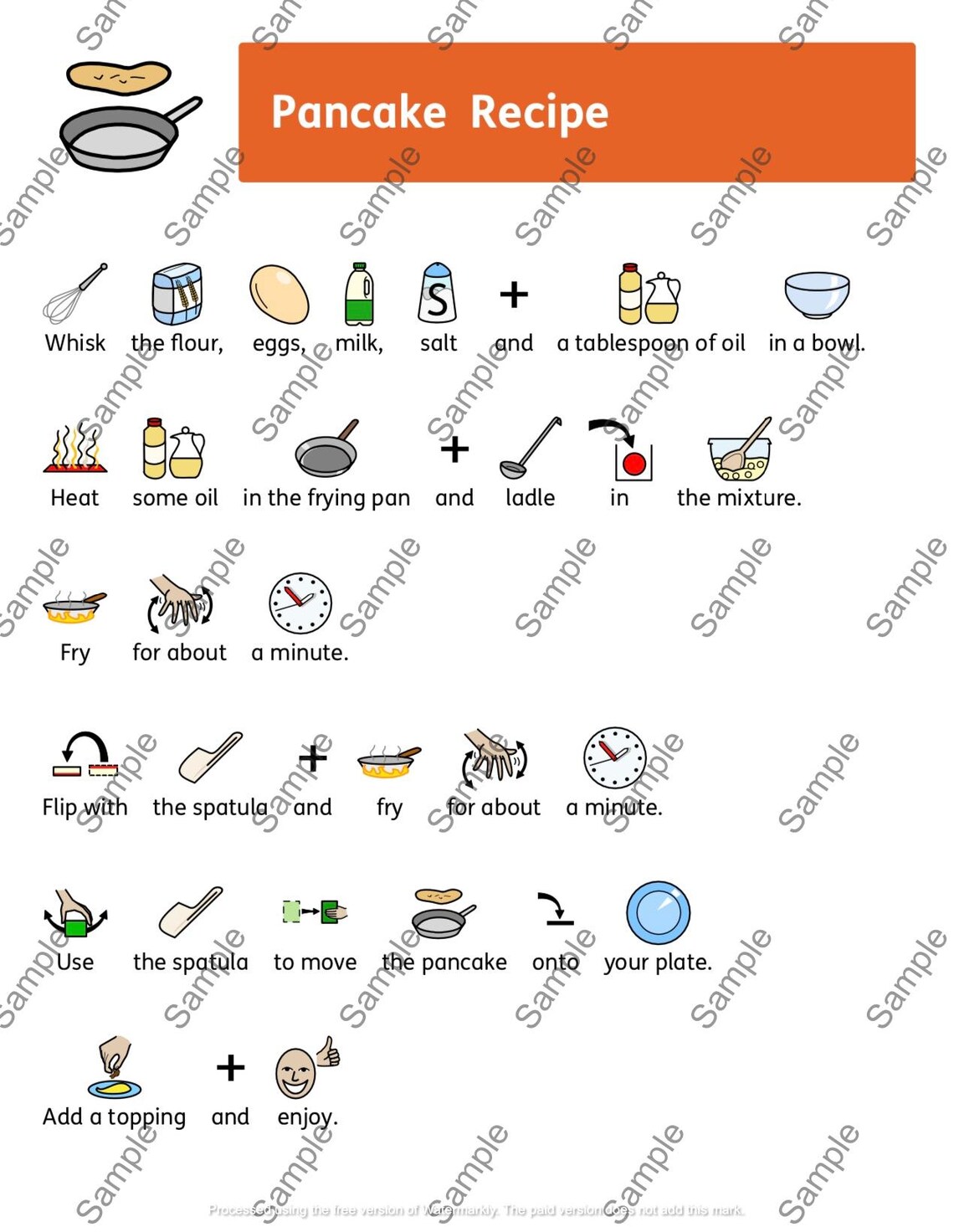 Pancake Recipe, Visual Communication Support, Visual Aid for SEND, ADHD ...