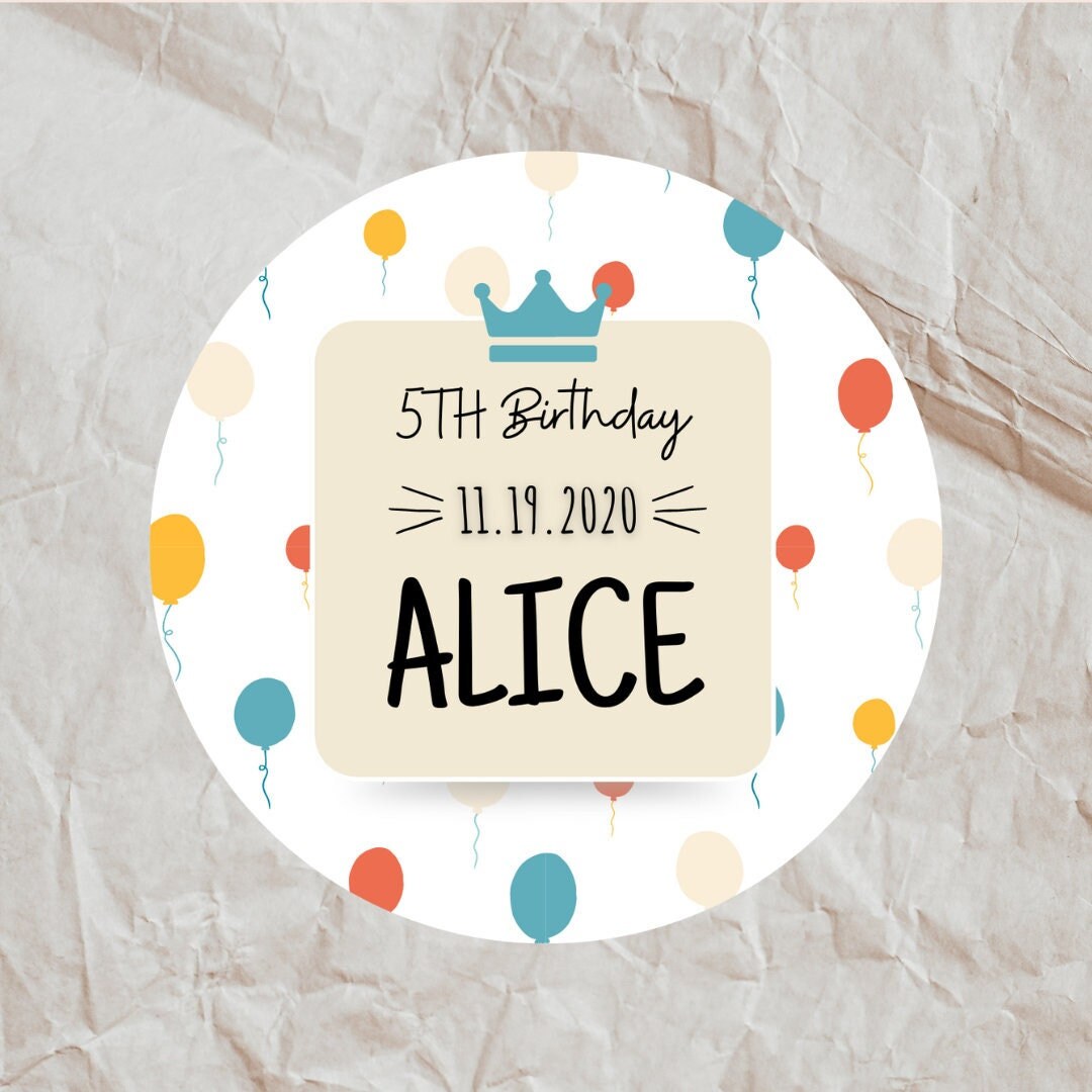 Custom Birthday Sticker personalized, Waterproof, Kid Party Favor ...