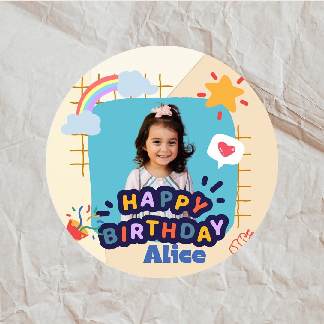 Custom Birthday Sticker personalized, Waterproof, Kid Party Favor ...