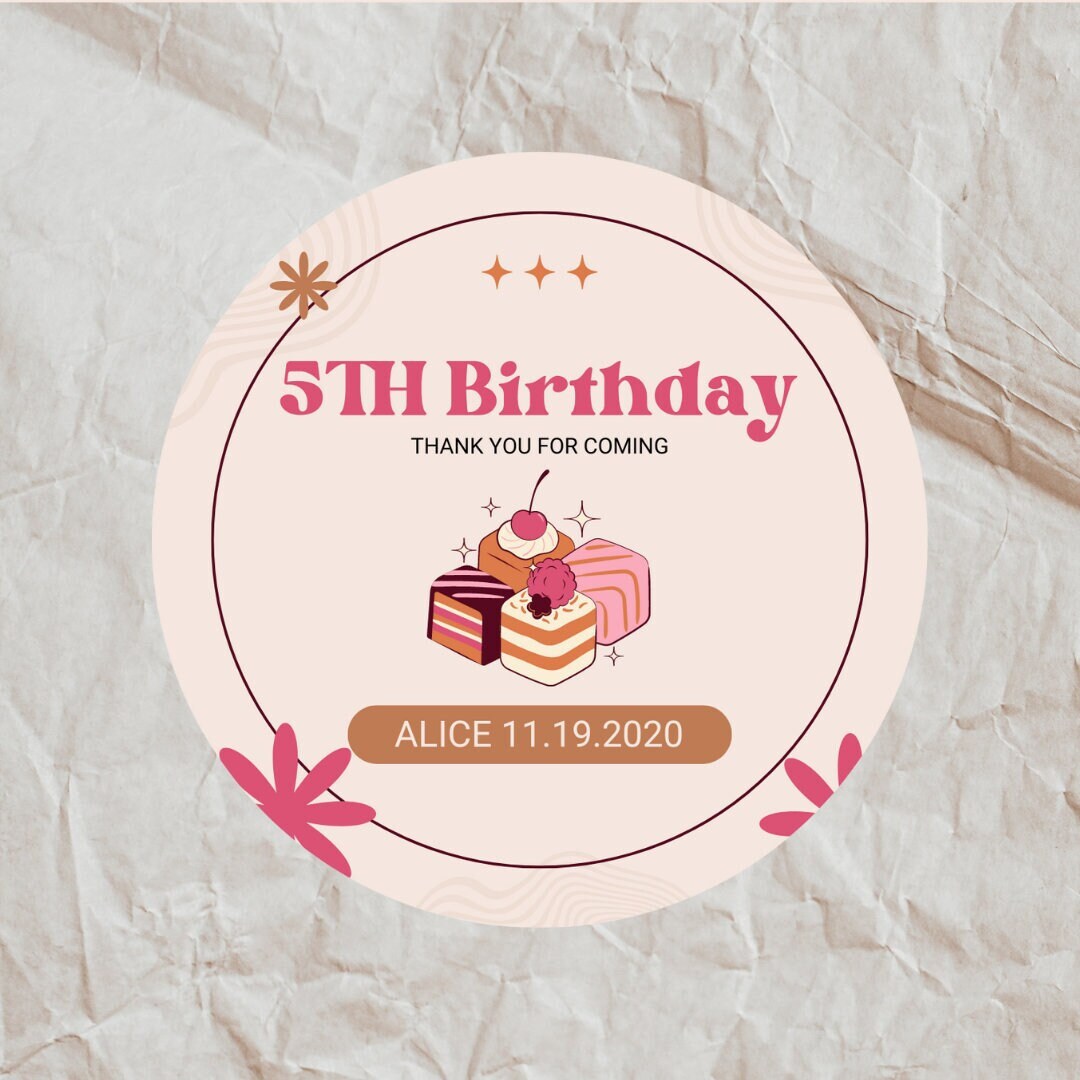 Custom Birthday Sticker personalized, Waterproof, Kid Party Favor ...