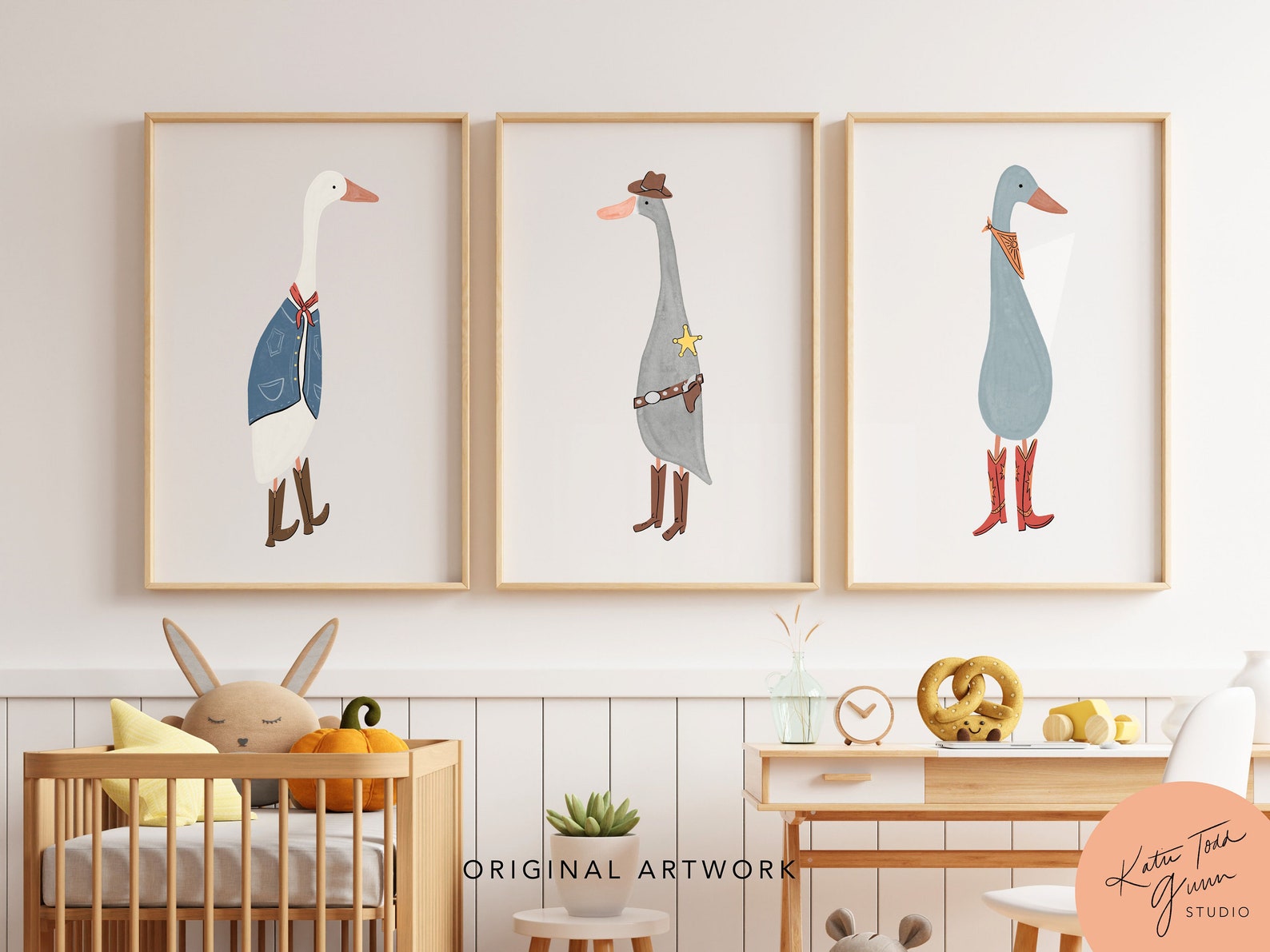 Hand Drawn Cowboy Geese Clipart, Original Cowboy Animals, Duck Clipart ...