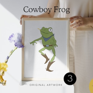 Cowboy Frog, Cowboy Frog Art Print, Western Toad, Frog Art, Cowboy ...