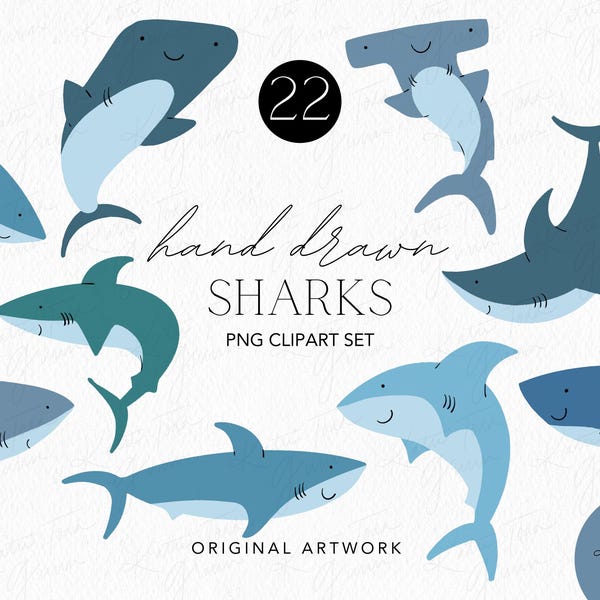 Shark Clipart - Etsy