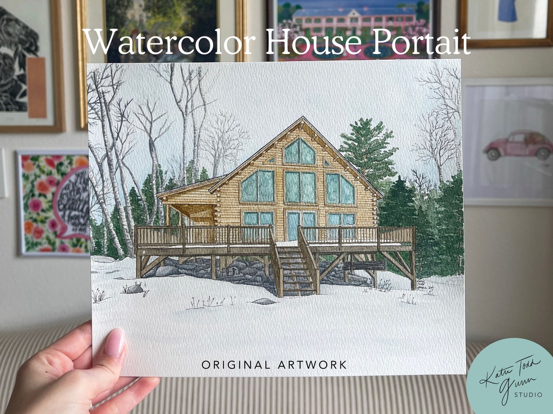 Custom Watercolor House Portrait, Custom Drawing, Custom Watercolor ...