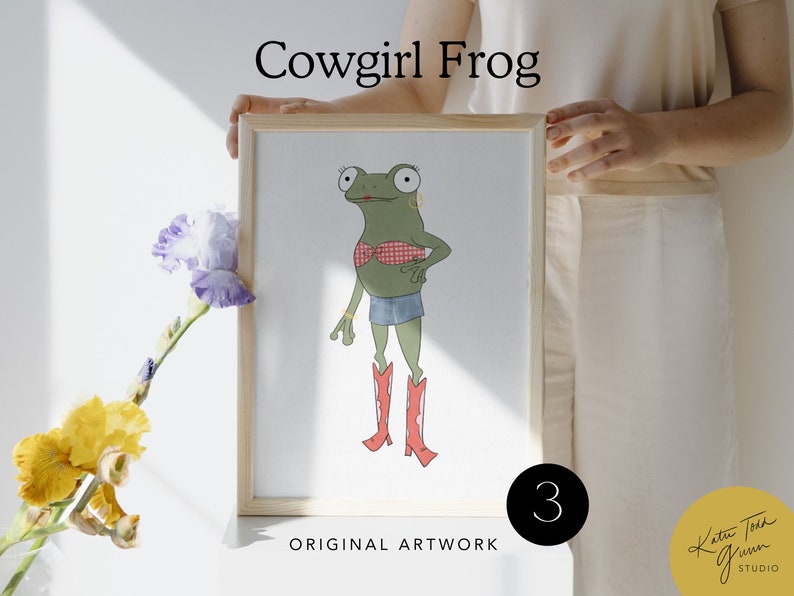 Cowgirl Frog, Cowgirl Frog Art Print, Western Toad, Frog Art, Cowboy ...