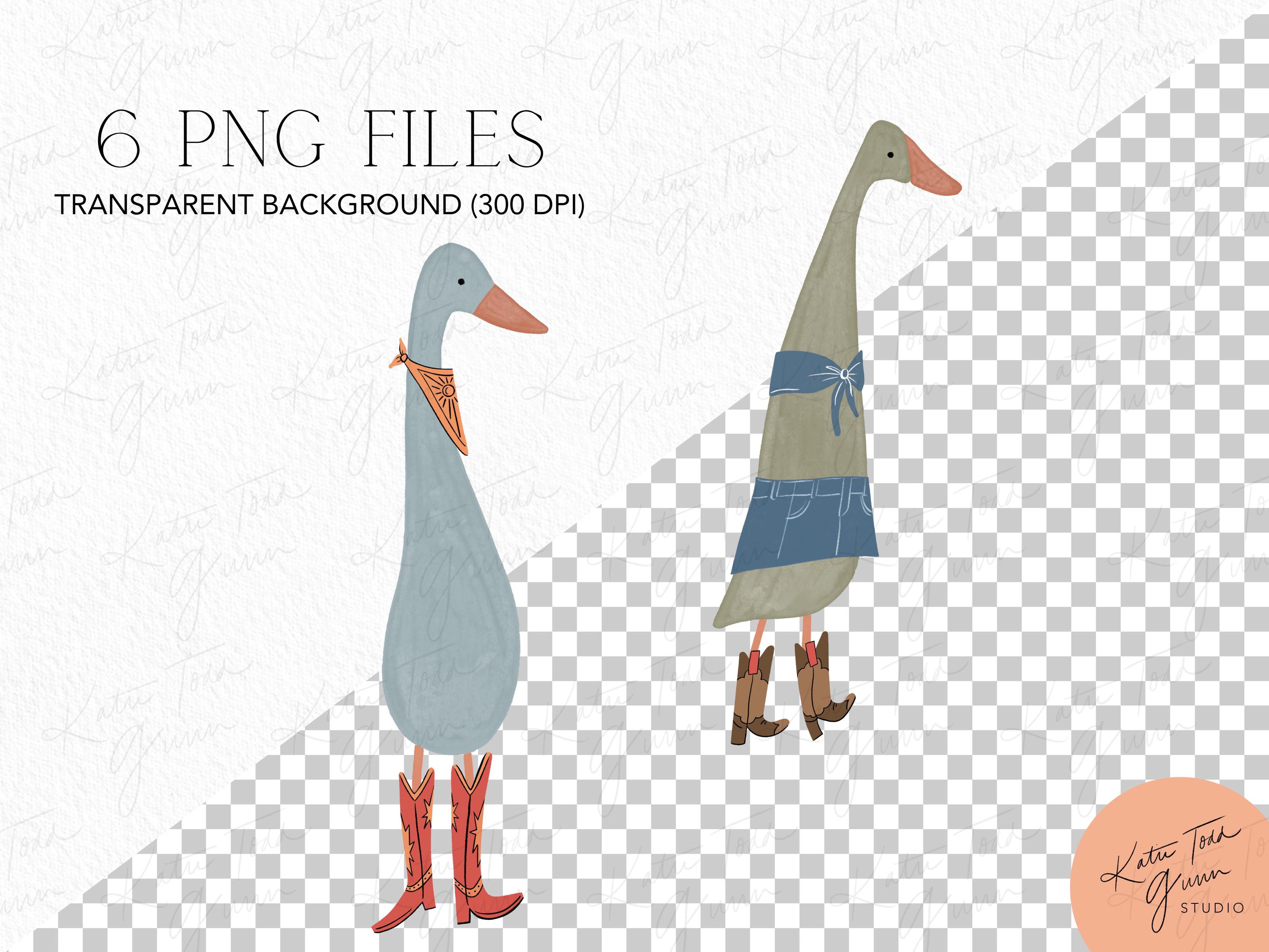 Hand Drawn Cowboy Geese Clipart, Original Cowboy Animals, Duck Clipart ...