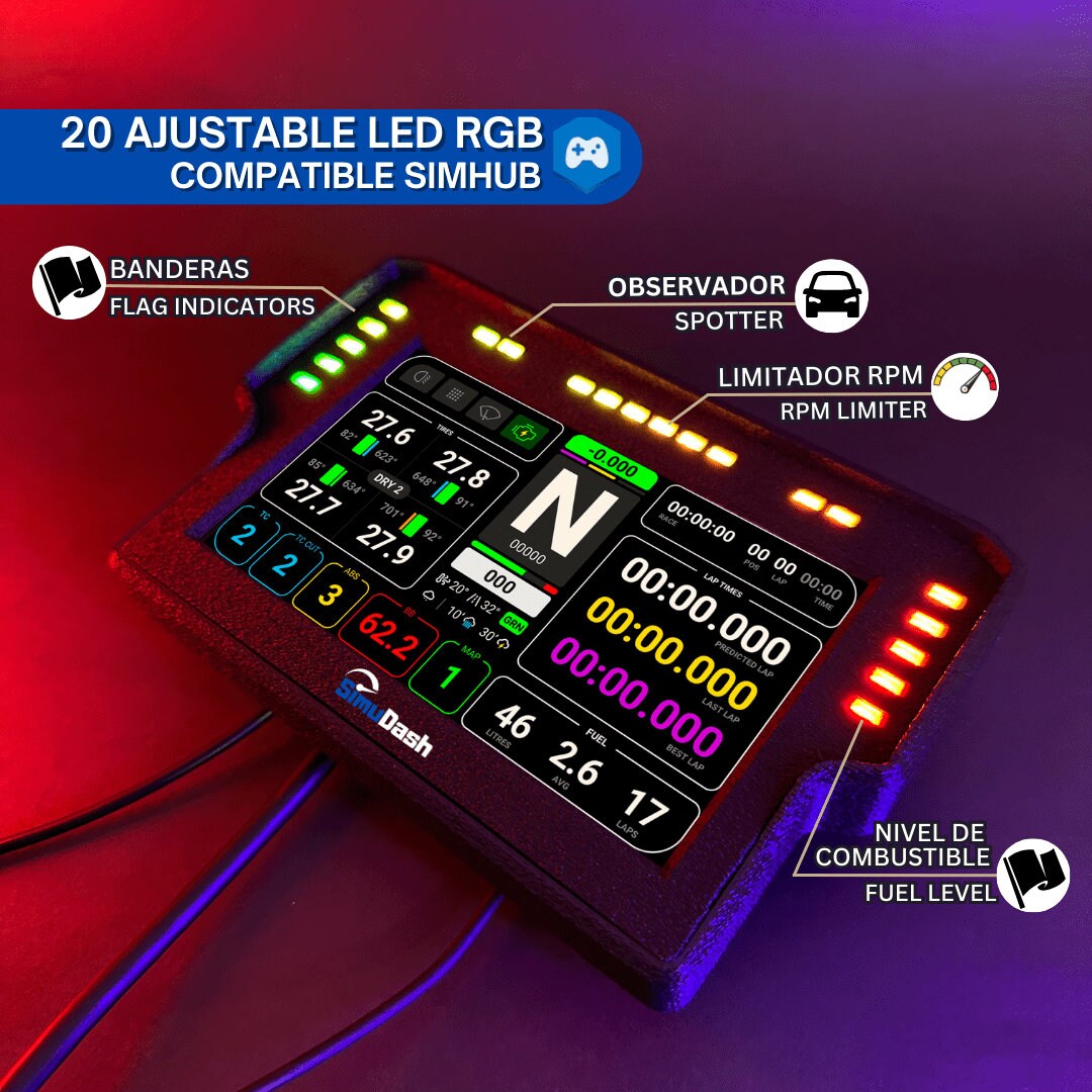 Sim Racing Dashboard 5" Display SDD Leds RPM Simhub New Model - Etsy UK