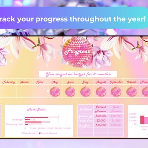 Pink Disco Monthly Budget Planner: Excel Template + Vision Board (canva ...
