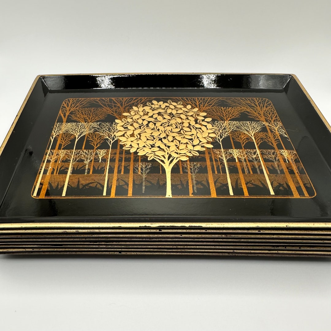 Set of 8 Vintage Otagiri Laquered Tree of Life Trays - Etsy