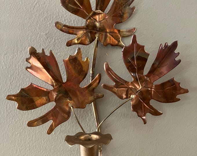 Vintage Copper Maple Leaf Wall Decor Candleholder - Etsy