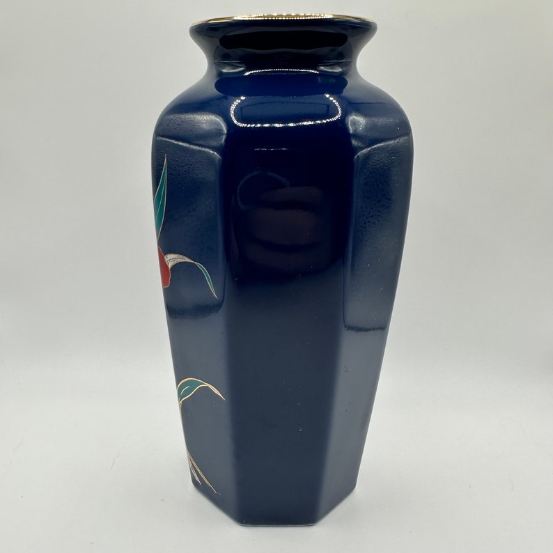Fine China Japan Deep Blue Vase With Irises - Etsy