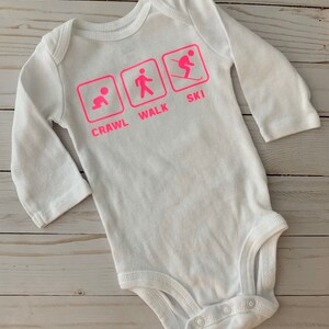 Crawl Walk Ski Baby Bodysuit {newborn Coming Home Outfit, Ski Mountain ...