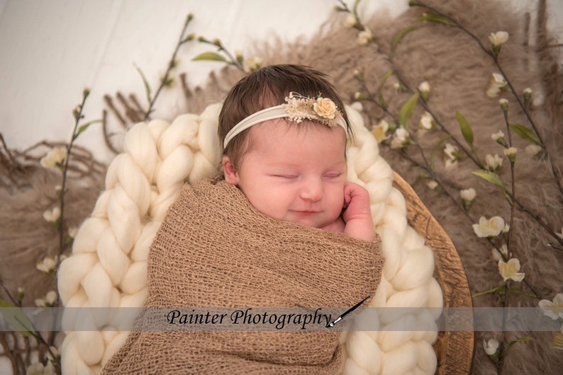 Chunky Knit Ivory Newborn Layering Blanket photo Prop Posing - Etsy