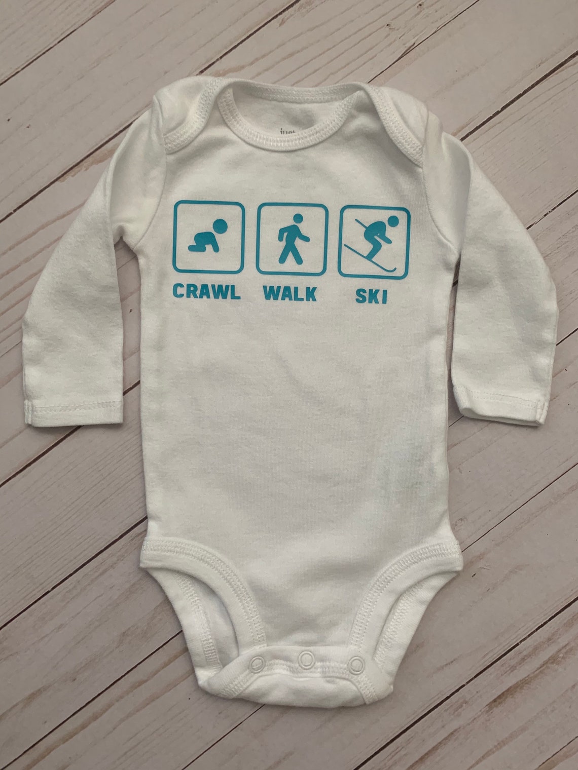 Crawl Walk Ski Baby Bodysuit {newborn Coming Home Outfit, Ski Mountain ...