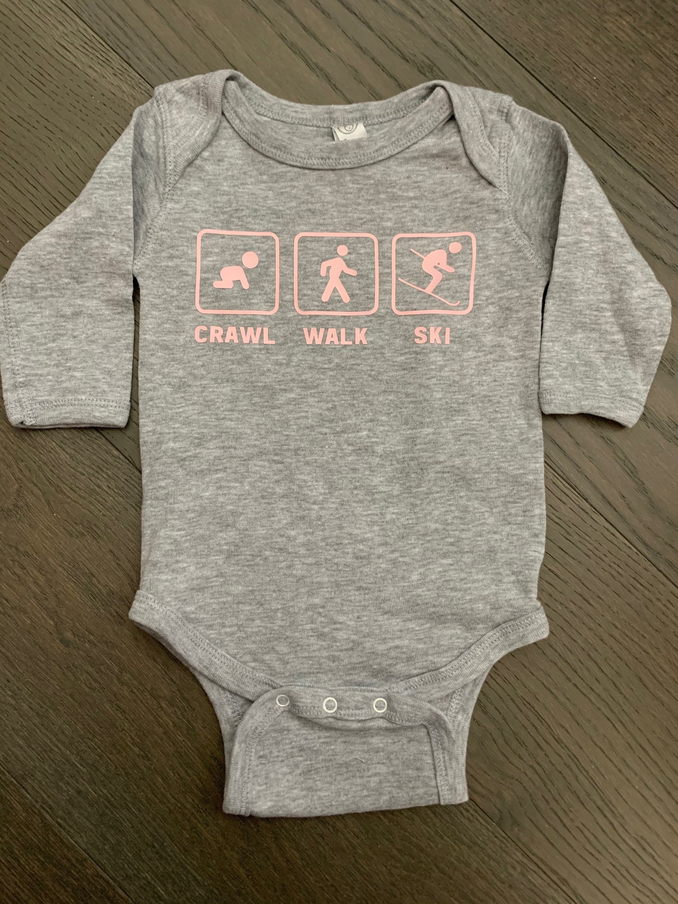 Crawl Walk Ski Baby Bodysuit {newborn Coming Home Outfit, Ski Mountain ...