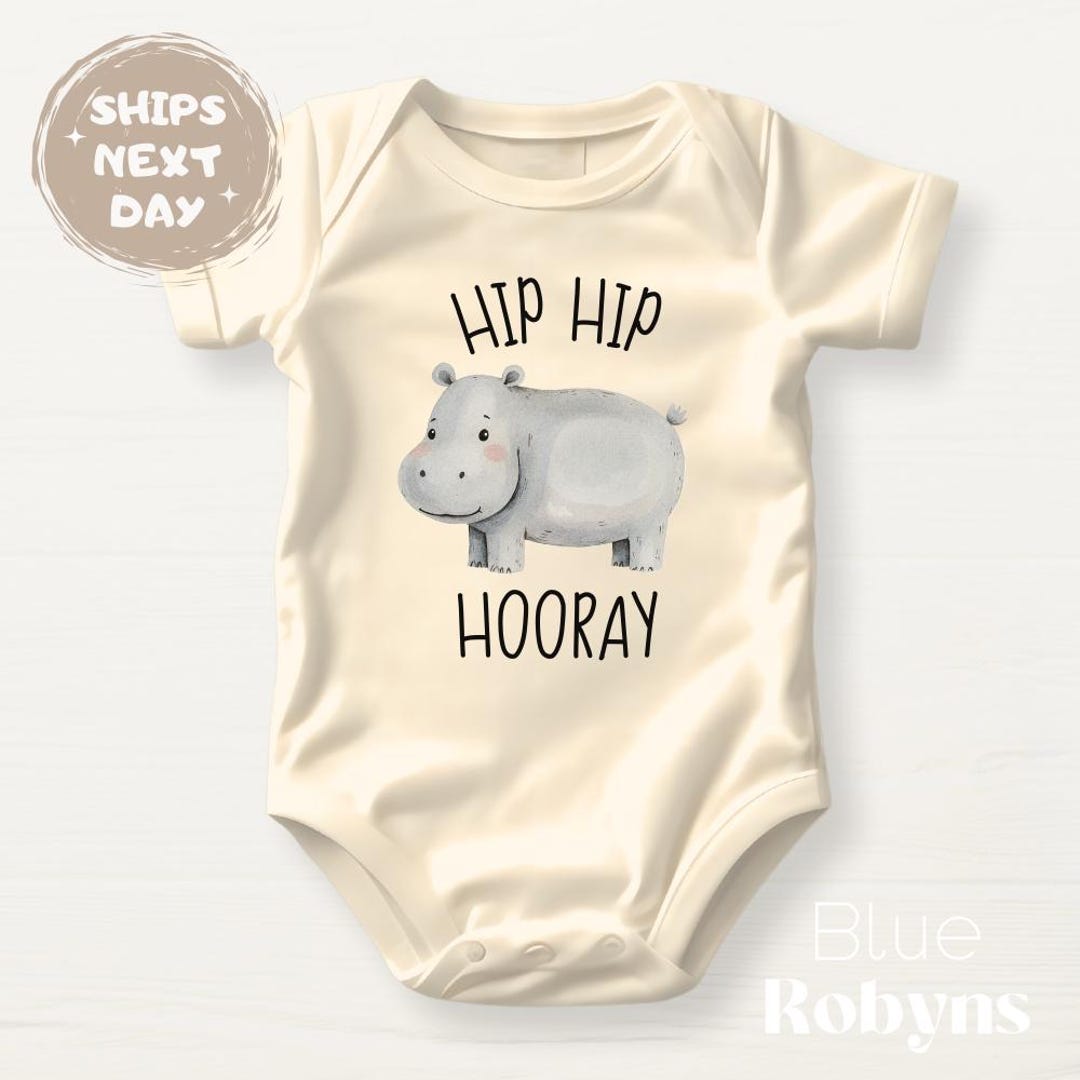 Hip Hip Hooray Hippo Baby Bodysuit Cute Baby Shower Gift for Newborn ...