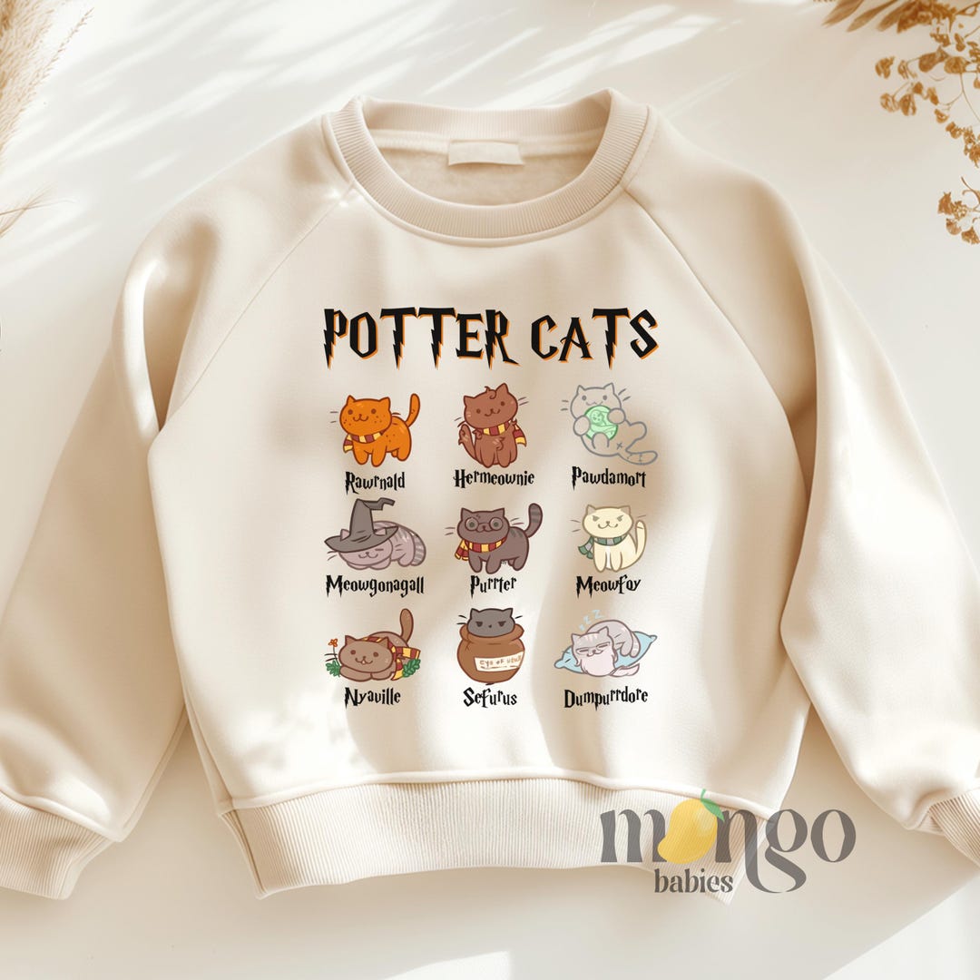Funny Cats Sweater for Toddler Potter Cats Kids Tshirt Cute Cat Baby ...