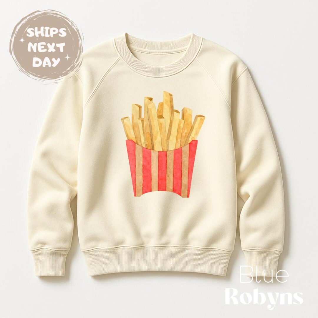 Cute Watercolor French Fries Sweater for Children Funny Snack Gift Fast ...