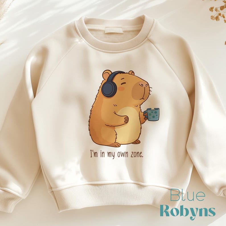Funny Capybara Kids Sweatshirt, 'i'm in My Own Zone' Tee, Capybara Baby ...