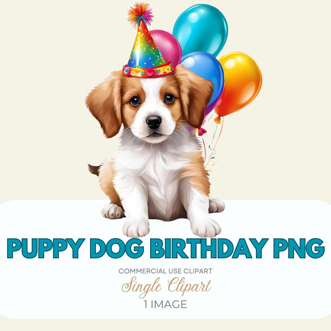 Party Puppy Clipart: Dog Birthday Balloons PNG (digital Download) - Etsy