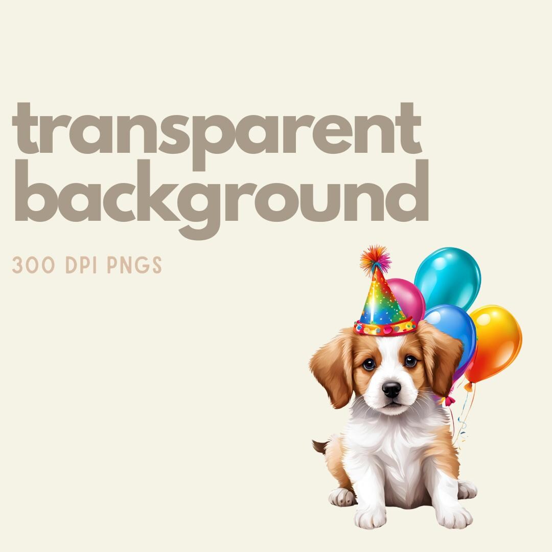 Party Puppy Clipart: Dog Birthday Balloons PNG (digital Download) - Etsy