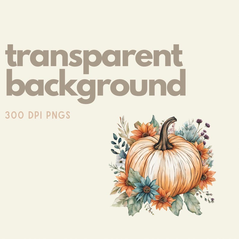 Boho Fall Pumpkin Floral Clipart | SINGLE IMAGE | Commercial Use ...