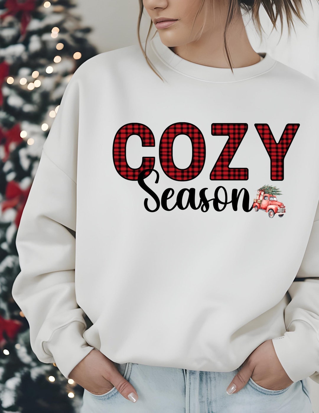 Buffalo Plaid Cozy Season PNG: Fall Winter Sublimation Design (digital ...