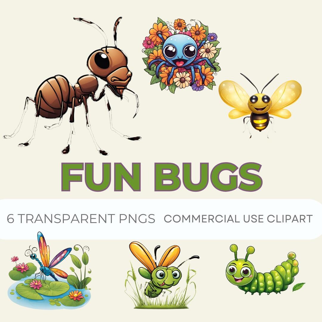 Bugs Clipart Bundle | 6 Animated Insect Designs Including Ant, Bee ...