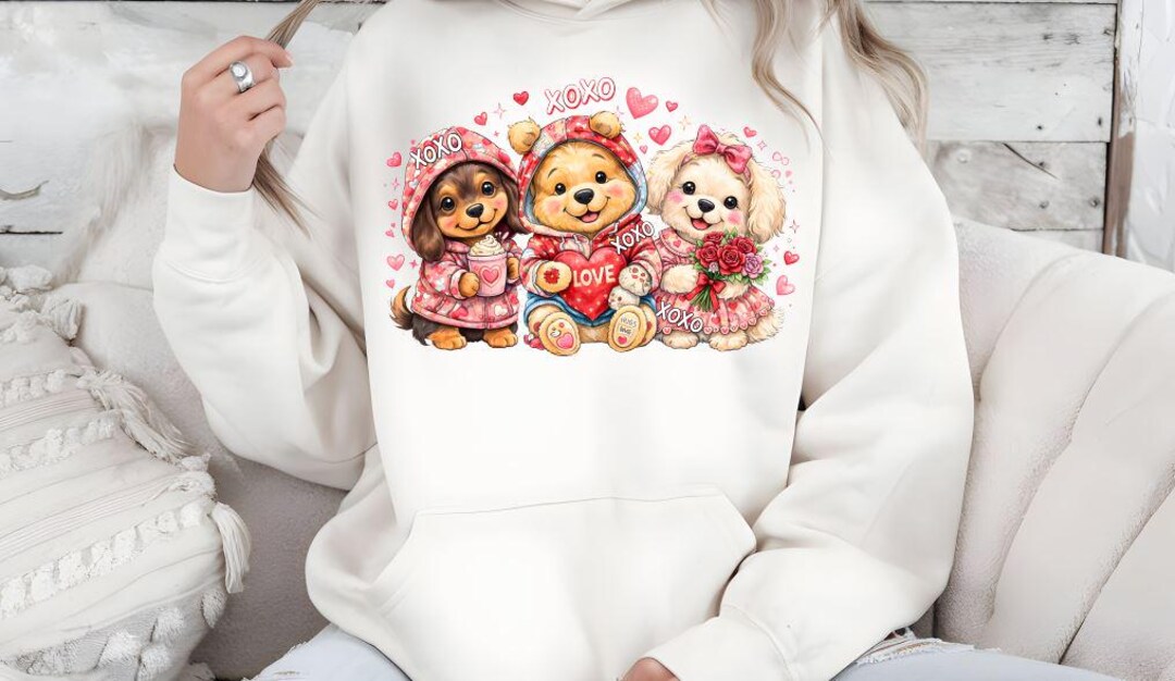 Valentine Puppy PNG, XOXO Love Dogs, Sublimation Shirt Art (digital ...