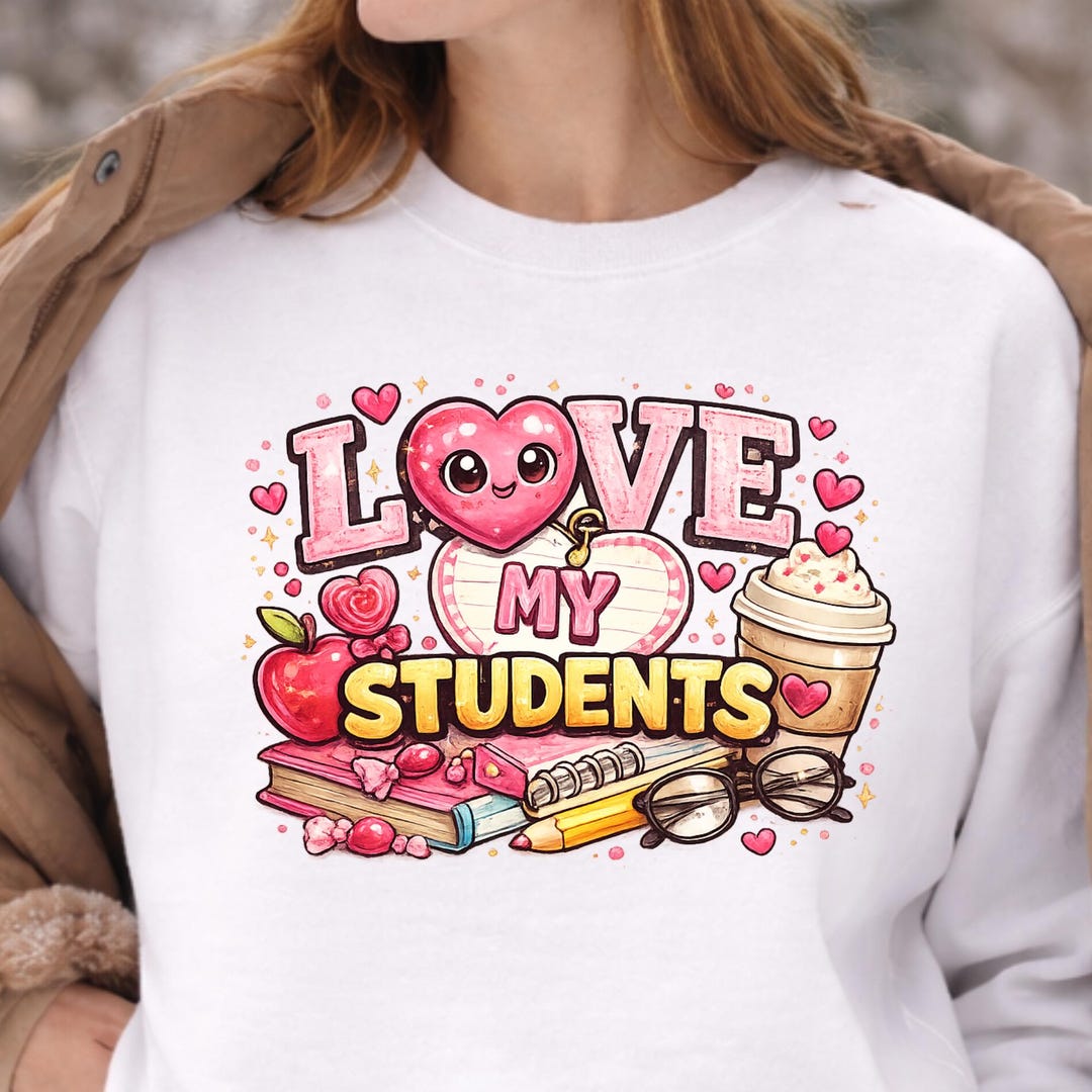 Valentine Teacher Love My Students PNG, Cute Classroom Valentine Shirt ...