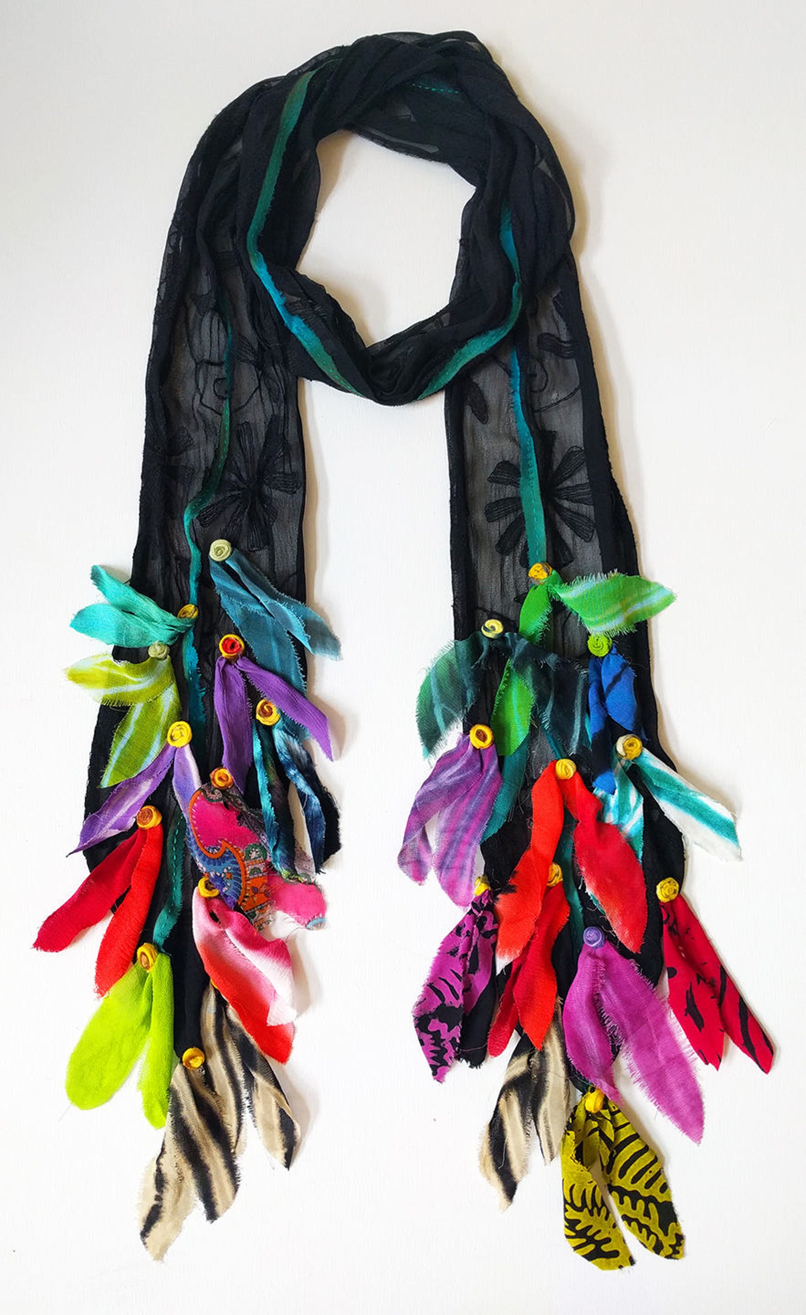 Raw Edge Petal Scarf, Floral Scarf, Wearable Art, Abstract, Flower ...