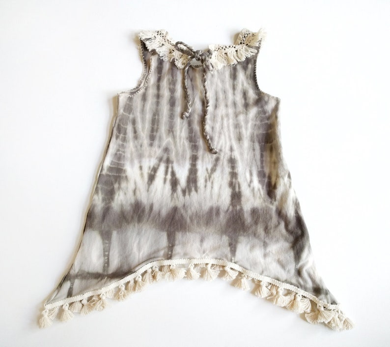 Handmade Tie Dye Kids Tunic Top, Rayon Spandex With Cotton Lace Fringe ...