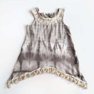 Handmade Tie Dye Kids Tunic Top, Rayon Spandex With Cotton Lace Fringe ...