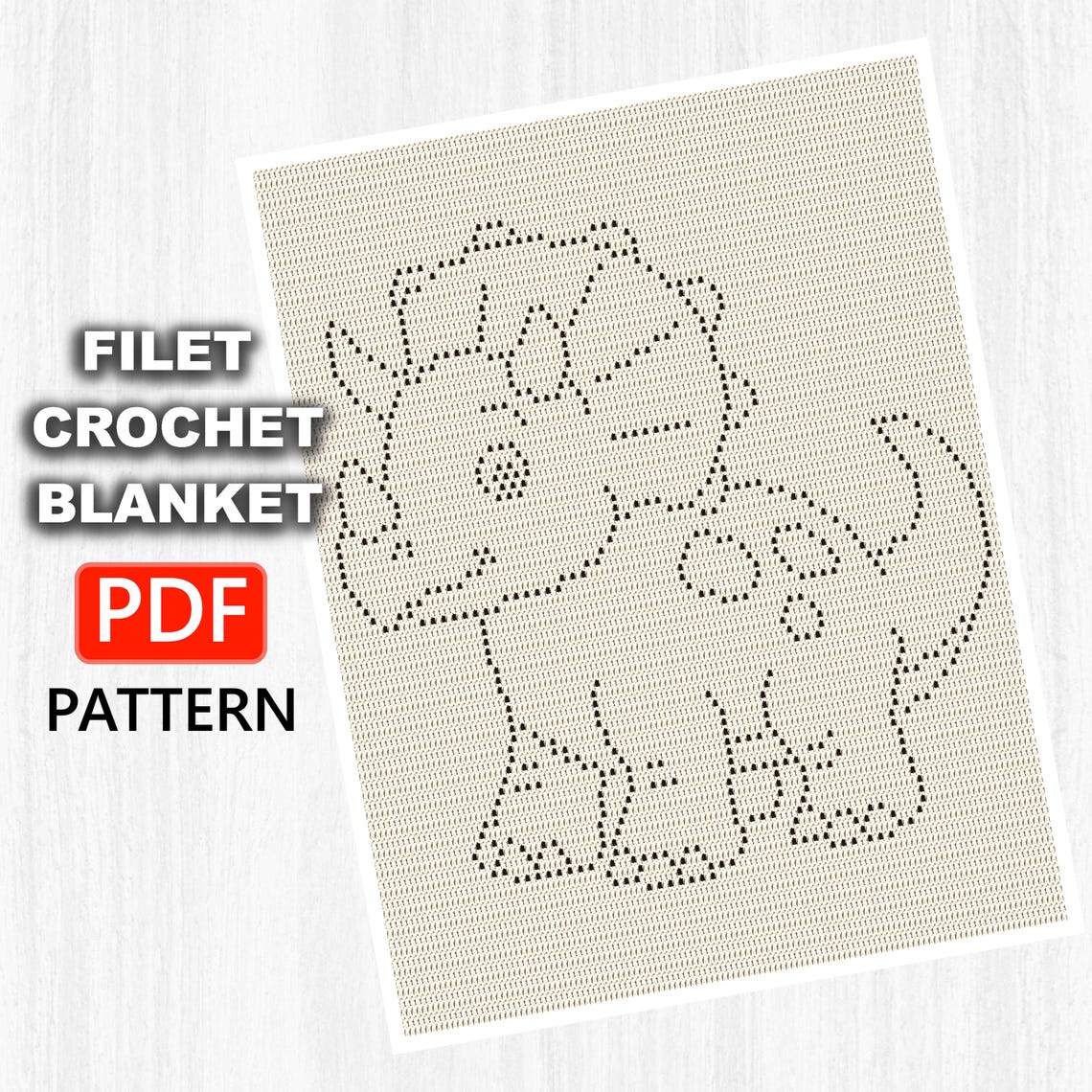 Spikelette Dinosaur Filet Crochet Baby Blanket PDF Pattern - Etsy