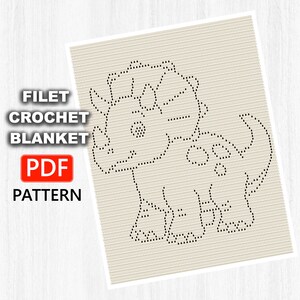 Spikelette Dinosaur Filet Crochet Baby Blanket PDF Pattern - Etsy