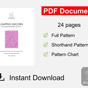 Jumping Unicorn Filet Crochet Blanket Pattern (PDF Download) - Etsy