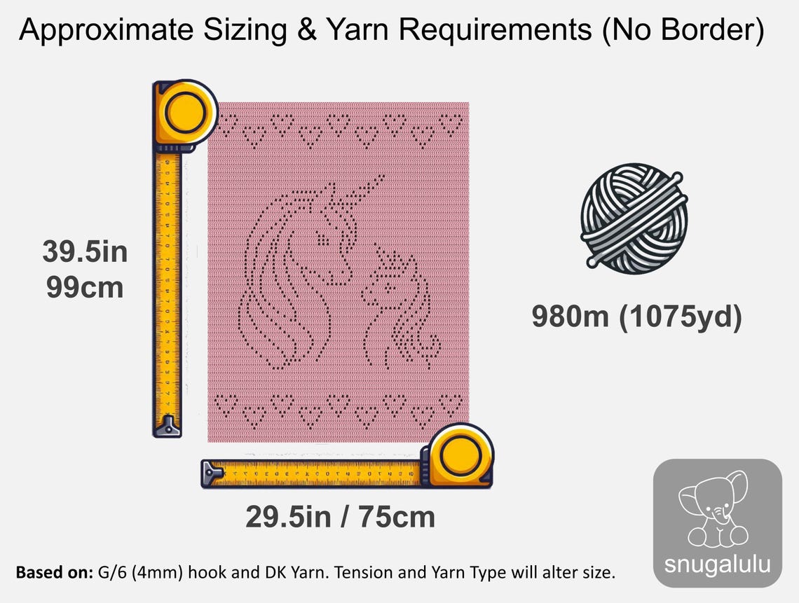 Unicorn Filet Crochet Baby Blanket Pattern (PDF Pattern) - Etsy