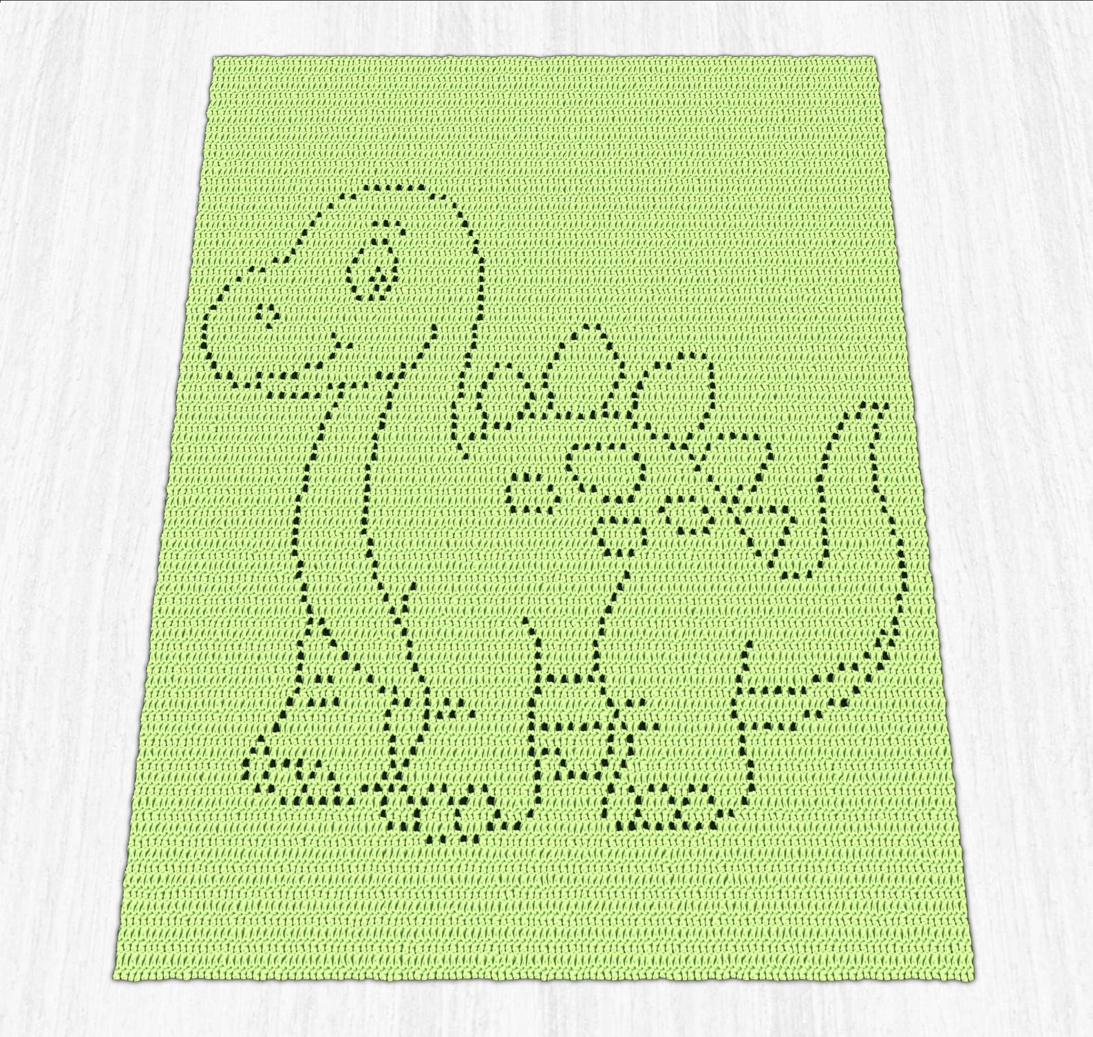 Chompy Dinosaur Filet Crochet Baby Blanket PDF Pattern - Etsy