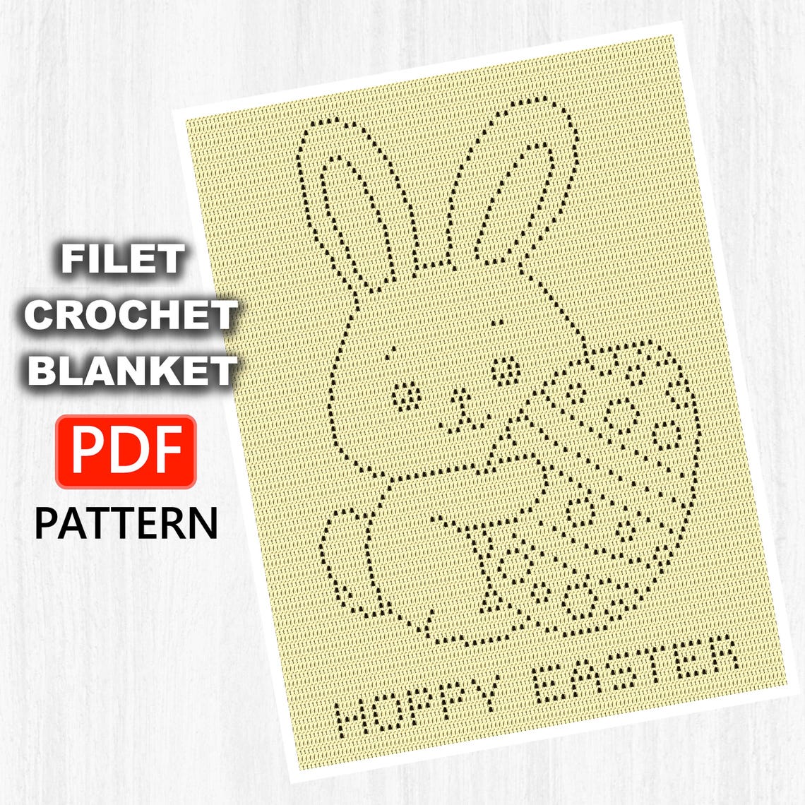 Easter Bunny Filet Crochet Baby Blanket PDF Pattern | Happy Hoppy ...