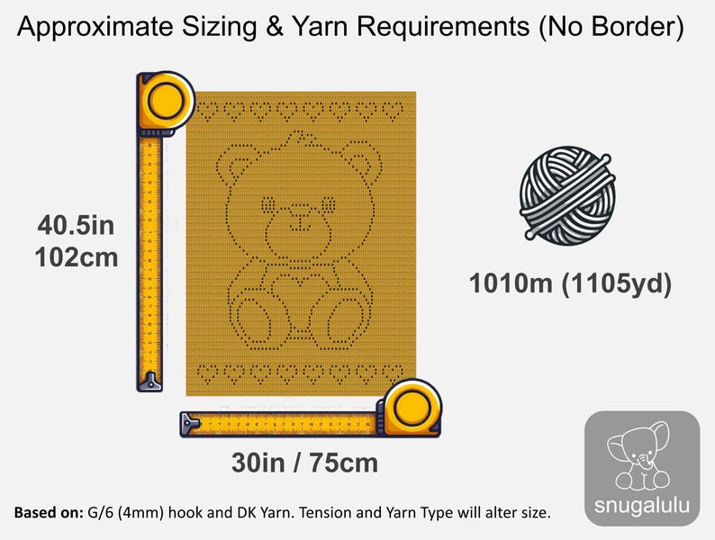 Teddy Bear Filet Crochet Baby Blanket Pattern (PDF Download) - Etsy